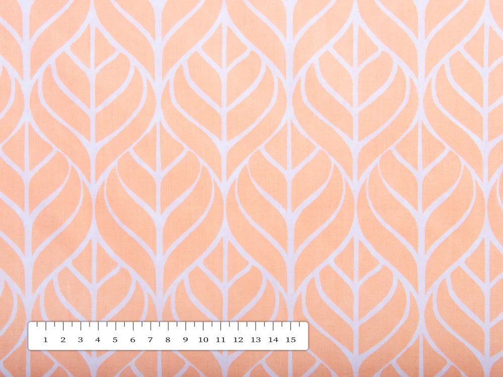 Biante Bavlněný čtvercový ubrus Sandra SA-213 Listy na meruňkově oranžovém 70x70 cm