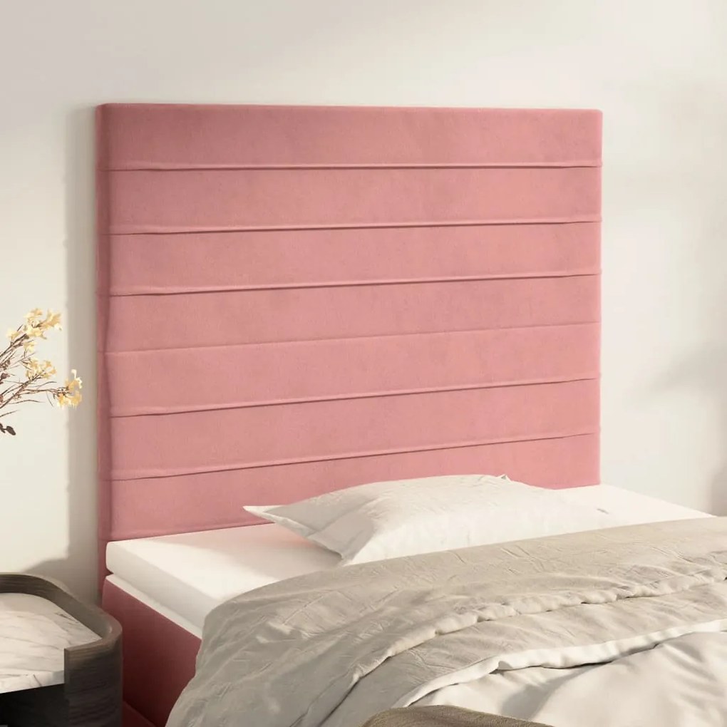 Čelo postele růžové 100x5x118/128 cm sametové 3116519