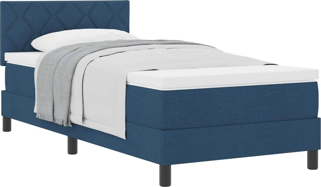 Postel s boxspringem s čelo Modrá 90 x 200 cm textil 3338740