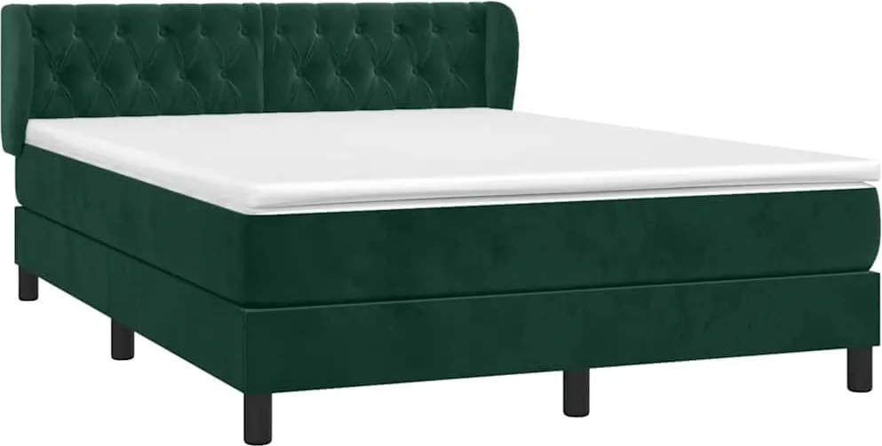 Box spring postel s matrací tmavě zelená 140x190 cm samet 3127670