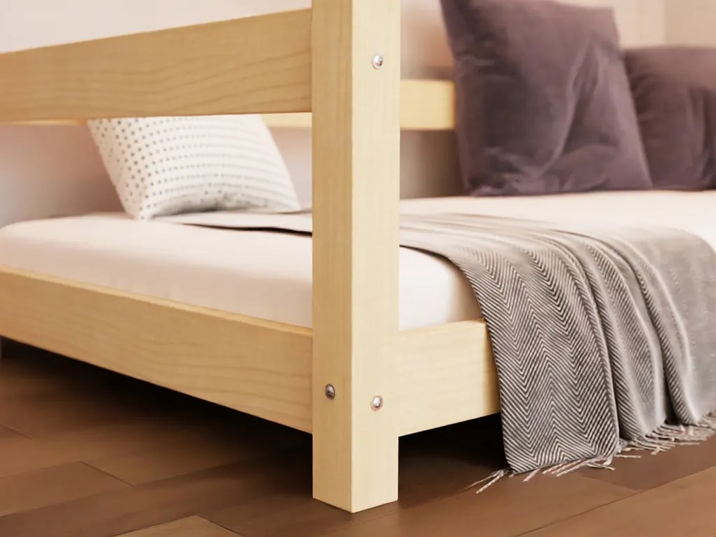 Benlemi Dětská postel STUDY se zábranou Zvolte barvu: Béžová, Zvolte rozměr: 90x180 cm, Zvolte zábranu: S jednou zábranou
