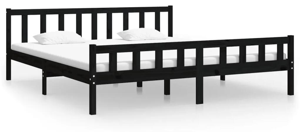 810703 vidaXL Rám postele černý masivní dřevo 200 x 200 cm
