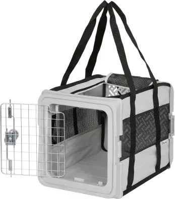 PawHut skládací přepravní taška pro kočku a psa 300D látka do 10 kg 49,5 x 34 x 35,5 cm šedá