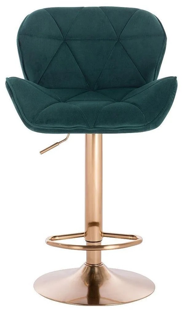 LuxuryForm DESIGN Barová židle MILANO VELUR na zlaté kulaté podstavě - zelená