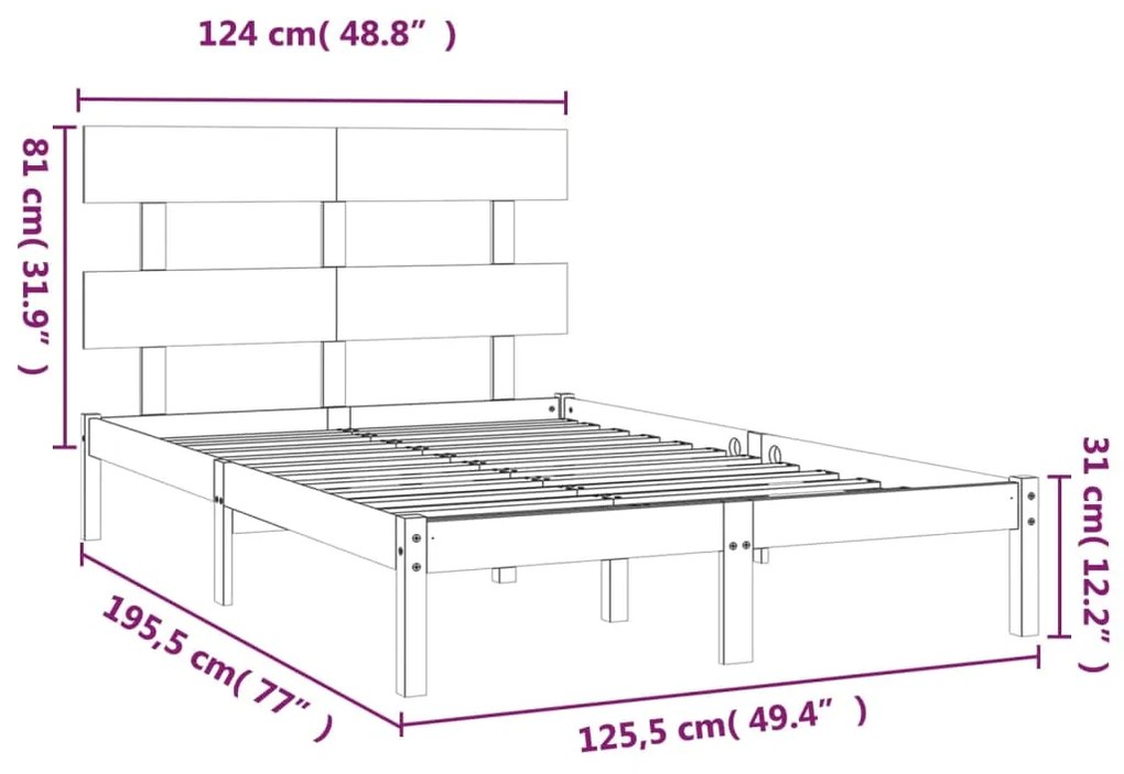 Rám postele medově hnědý masivní dřevo 120x190 cm malé 2lůžko,  3104646