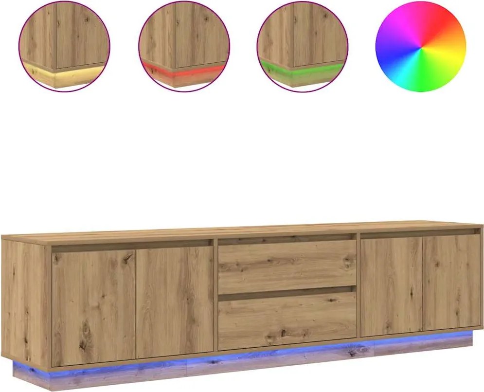 TV skříňka s LED osvětlením dub artisan 193,5x41x50 cm 3328443