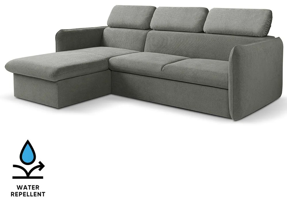 Malá sedací souprava SLIM | 179x235 cm | LEVÁ | 93 šedá | rozkládací + úložný prostor