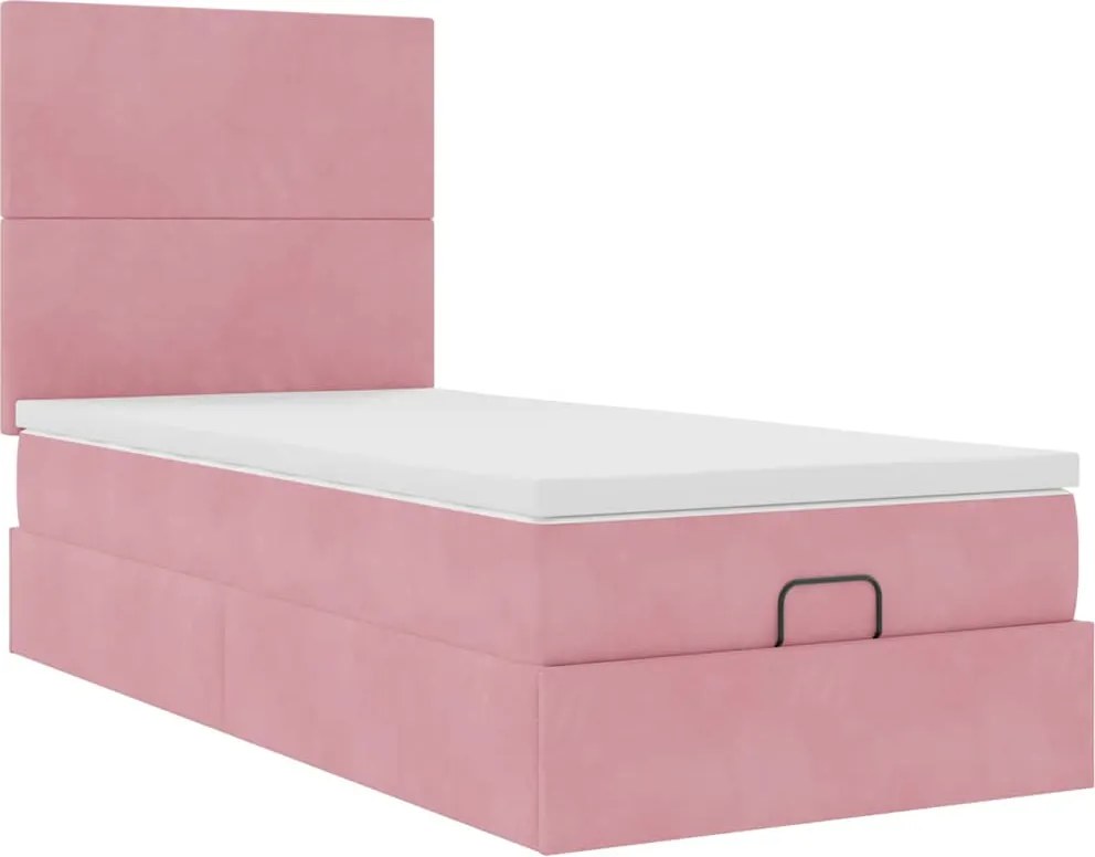 Osmanský rám postele s matracemi růžová 80x200cm samet 3314215