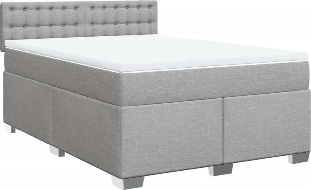 Box spring postel s matrací světle šedá 140 x 190 cm textil 3285897