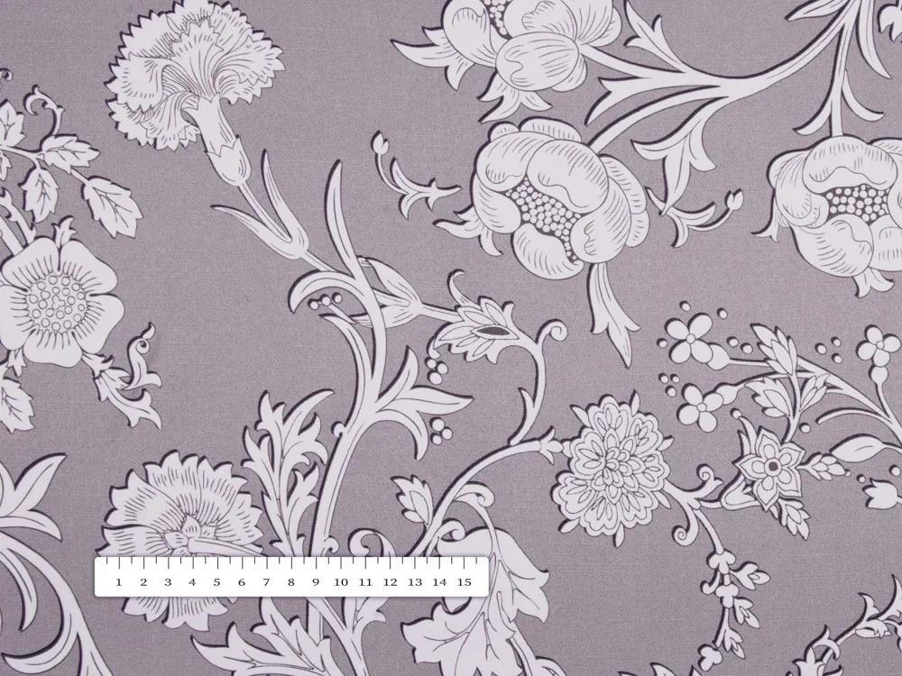 Biante Dekorační běhoun na stůl PM-045 Zámecké květy na pastelově fialovém 35x140 cm
