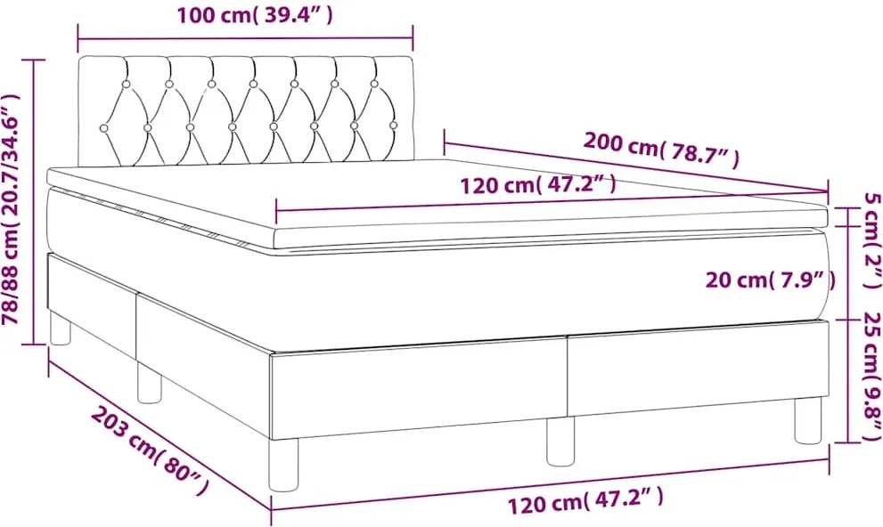 Box spring postel s matrací černá 120 x 200 cm samet 3141475