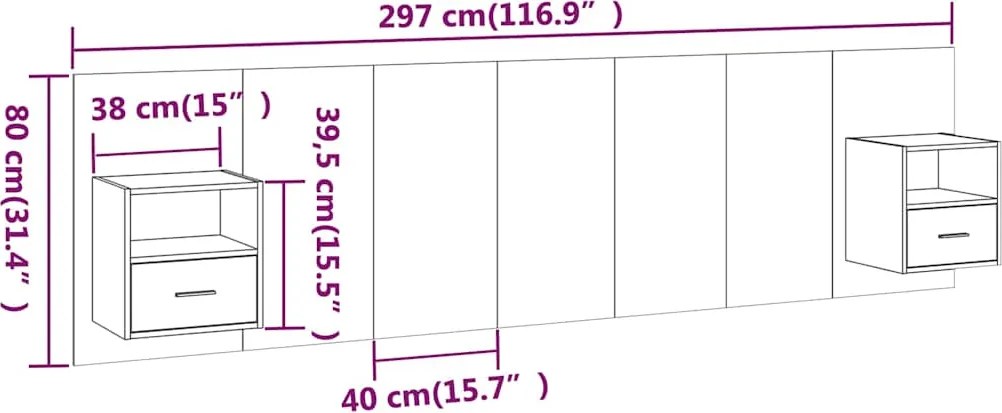 Čelo postele se skříňkami dub sonoma kompozitní dřevo 3115742