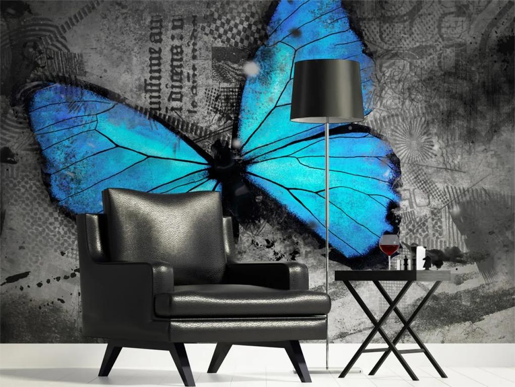 Tapeta motýl - modrý (150x116 cm) - Murando DeLuxe
