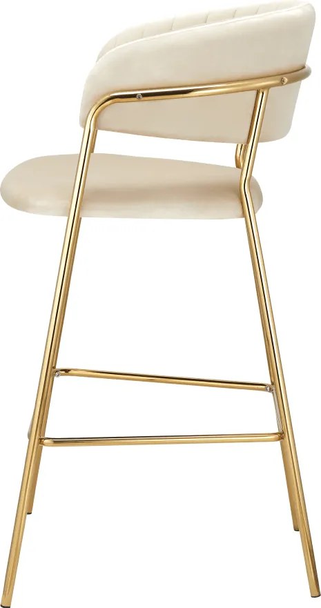 Designová barová židle, béžová Velvet látka/gold chrom zlatý, DASMIN TYP 2