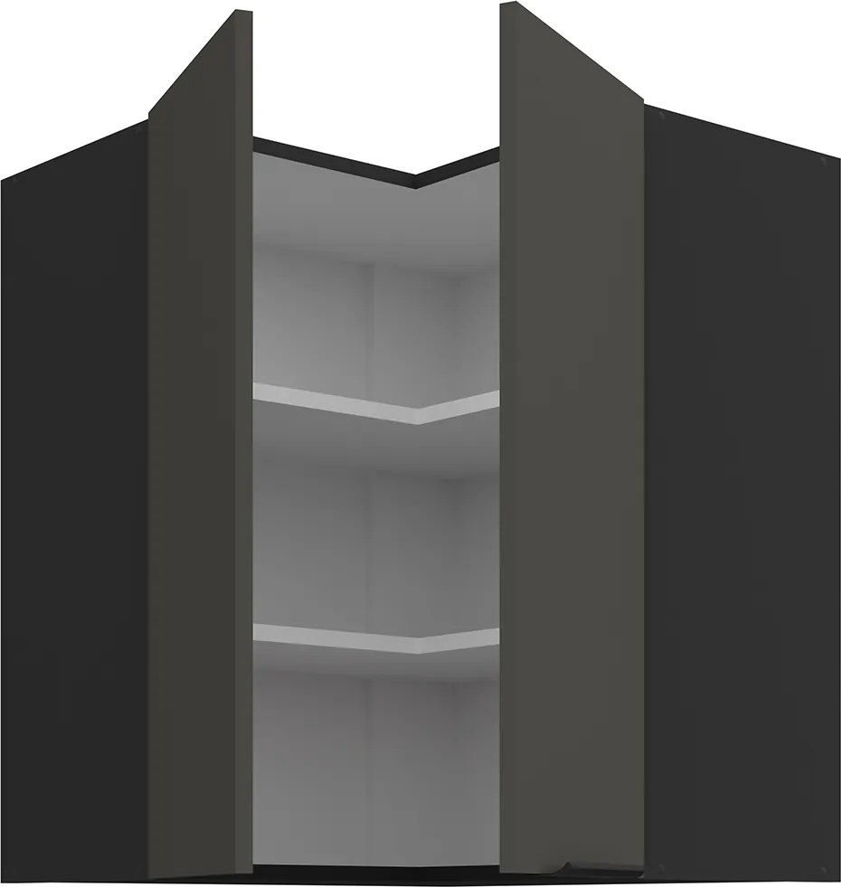 ARIA pe | horní kuchyňská skříňka 60x60 GN-72 2F (90°) rohová s policemi | 60x60 cm | černá/šedá grafit