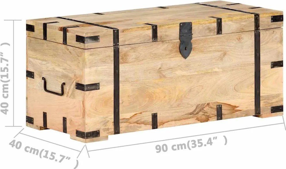 Truhla 90 x 40 x 40 cm masivní mangovníkové dřevo 289634