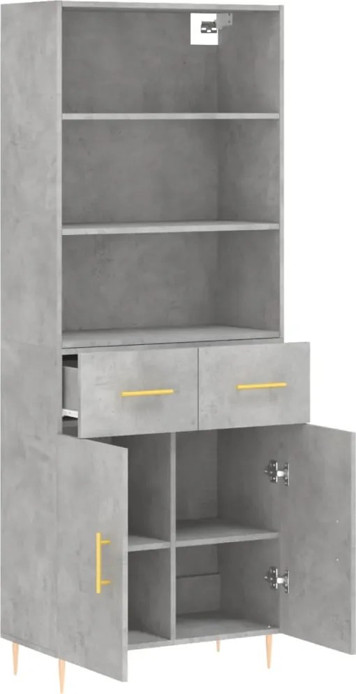 Skříň highboard betonově šedá 69,5x34x180 cm kompozitní dřevo 3200509