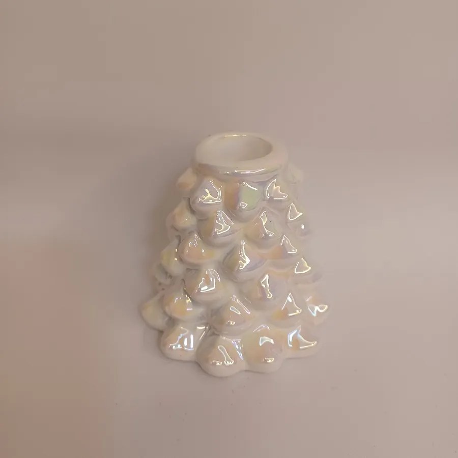 Vánoční svícen na vysokou svíčku 8,5 × 8,5 × 8 cm, bílý