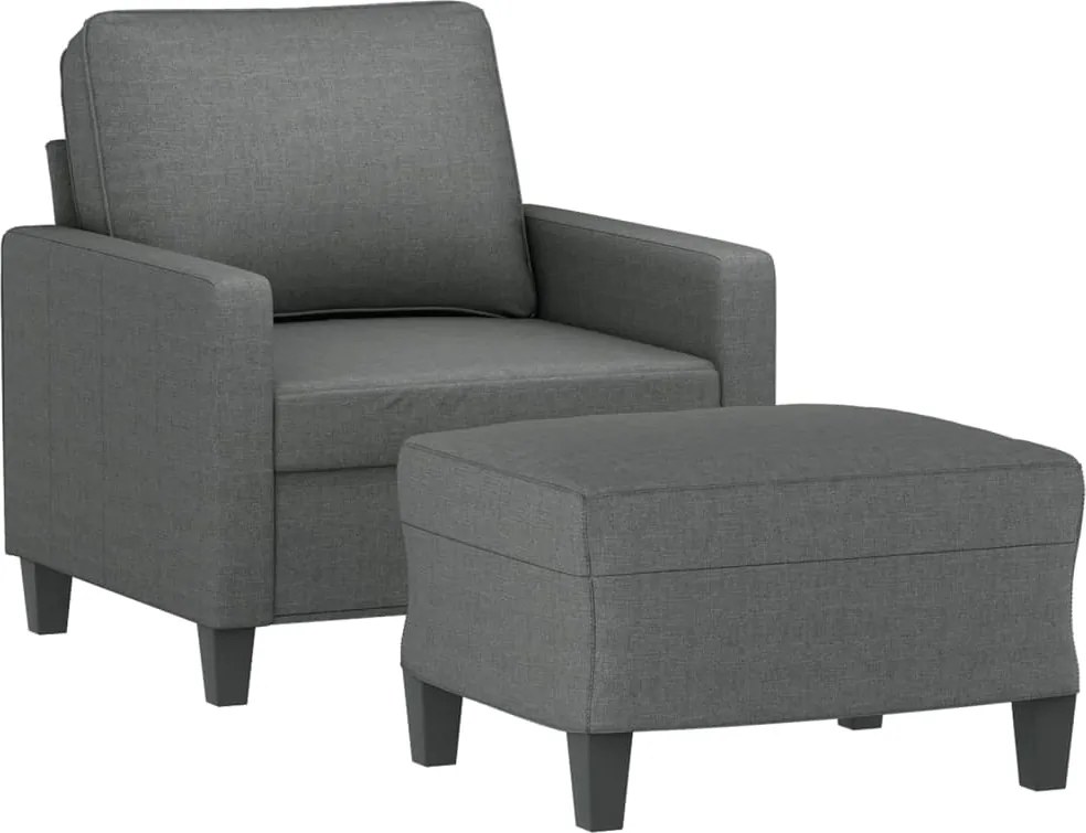 Křeslo s podnožkou tmavě šedé 60 cm textil 3201030