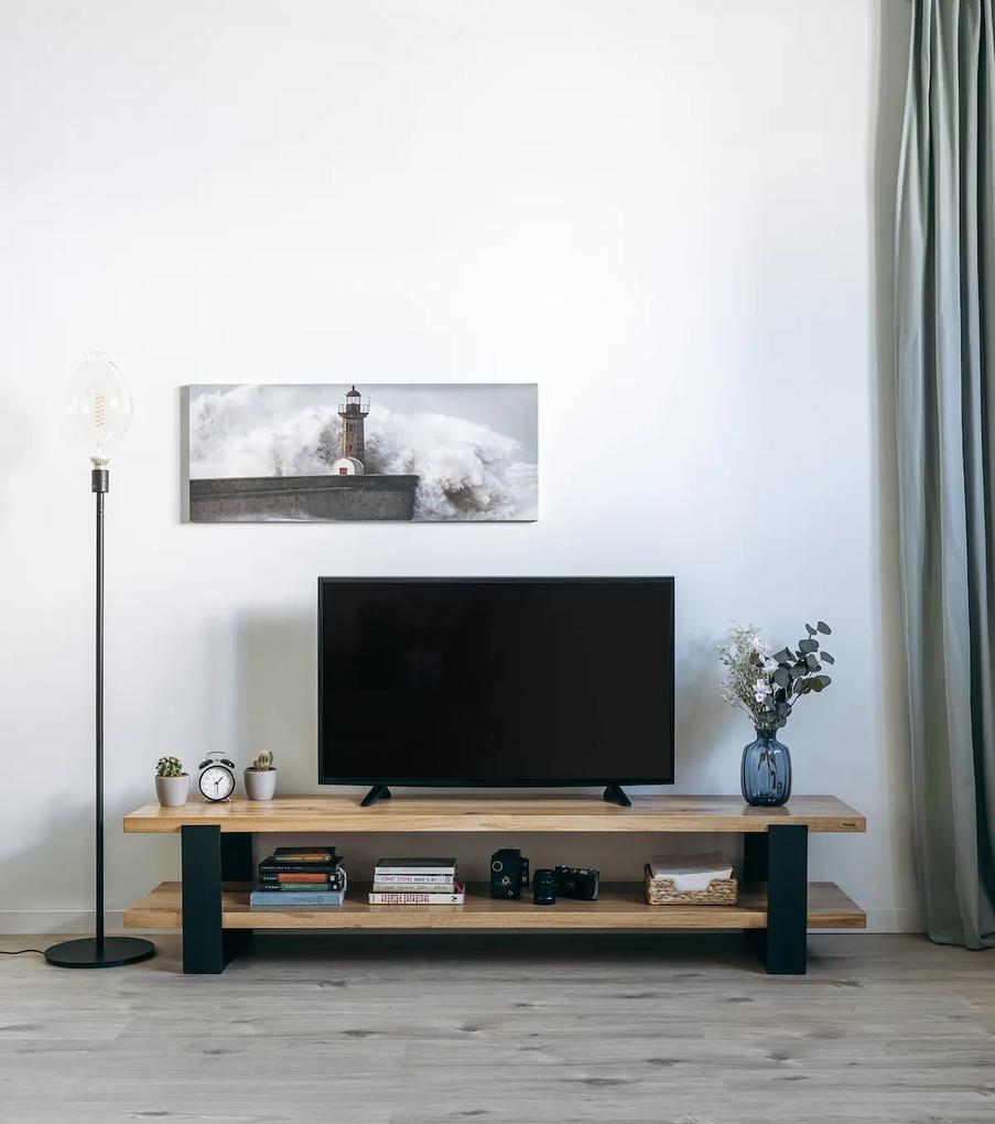 TV stolek Babylón s masivními dubovými deskami 1800 x 400 mm