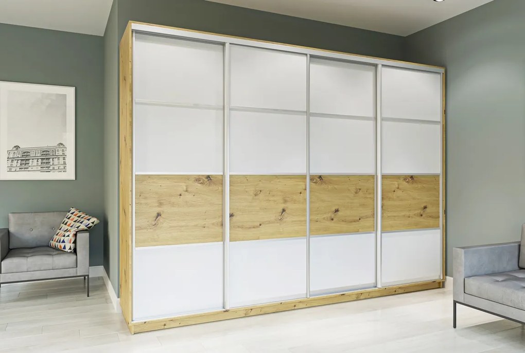Šatní skříň BELT 300 × 220 cm dub artisan/bílá