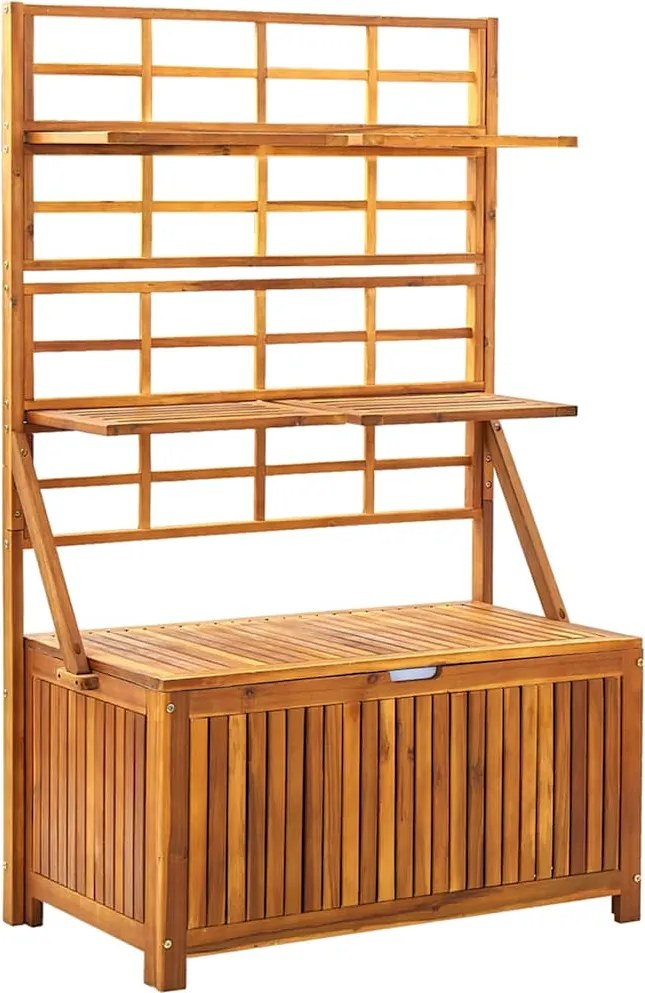 Úložný box s treláží 99 x 55 x 160 cm masivní akáciové dřevo 311881