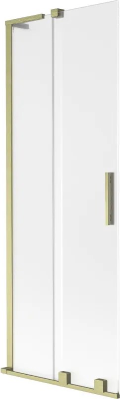 Mexen Velar L, 2-křídlová posuvná vanová zástěna 75 x 150 cm, 8mm sklo námraza, zlatá matná, 896-075-003-31-55