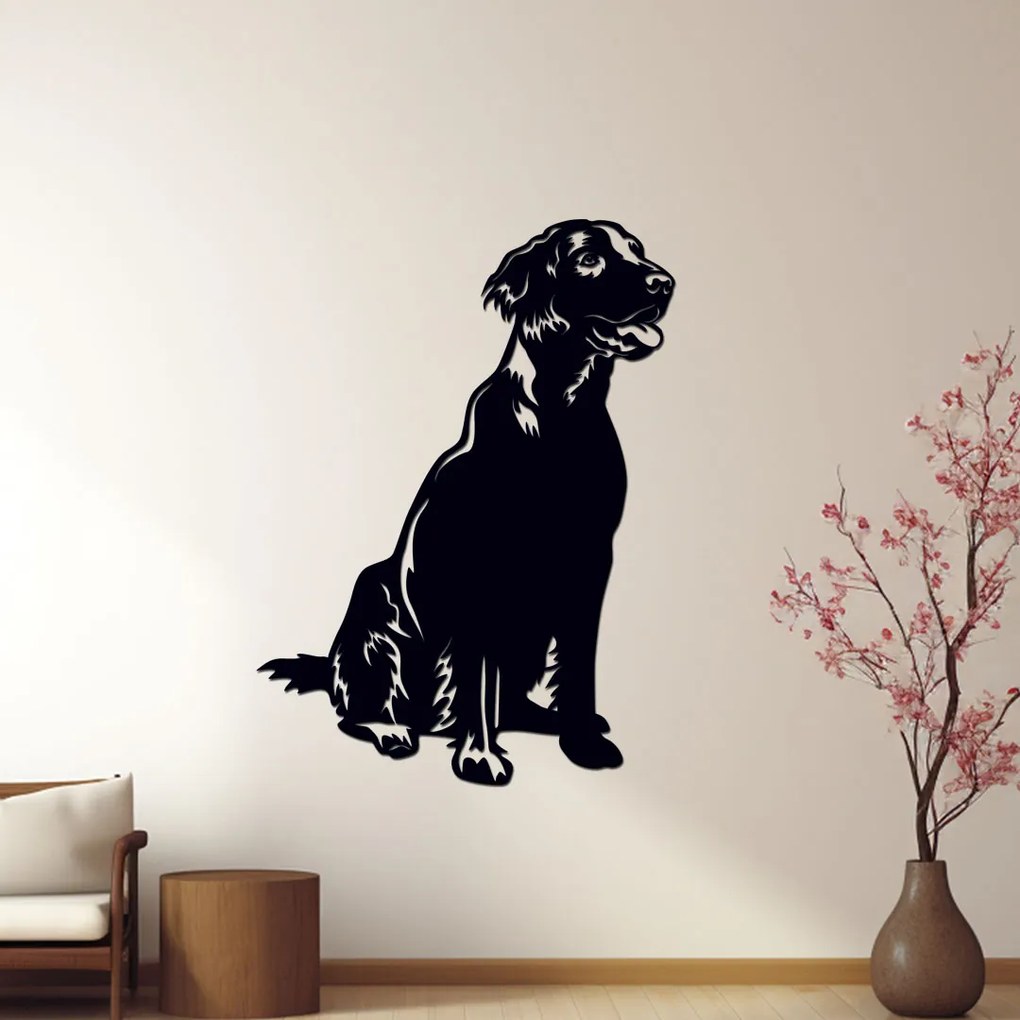 dřevo života Dřevěný obraz psa Flat coated retriever Zvolte rozměr (cm): 45x60, Zvolte barvu dekoru: Černá