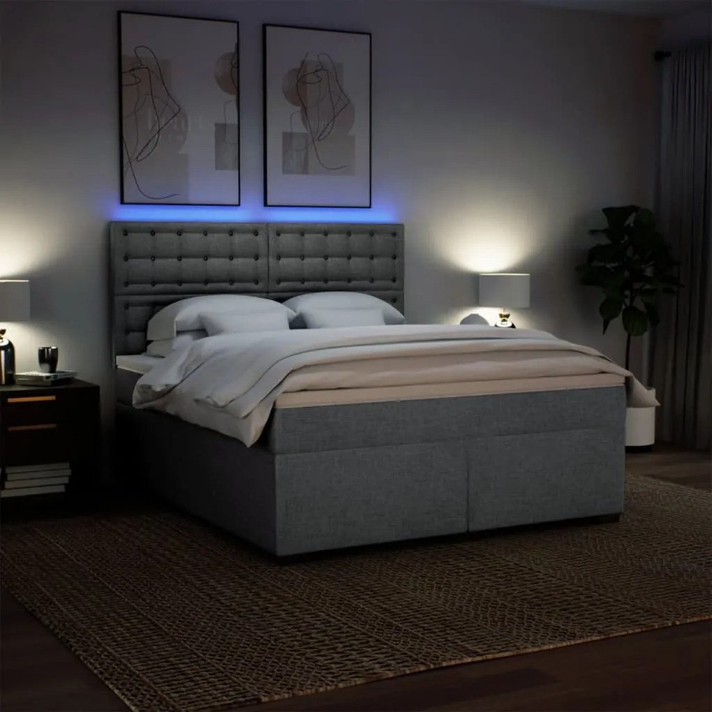 Box spring postel s matrací světle šedá 180 x 200 cm textil 3292881