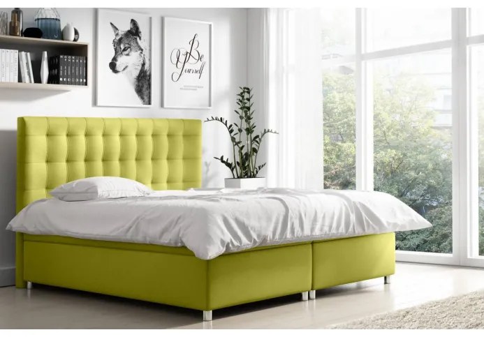 Boxspringové čalouněná postel Diana zelená 160 + Topper zdarma
