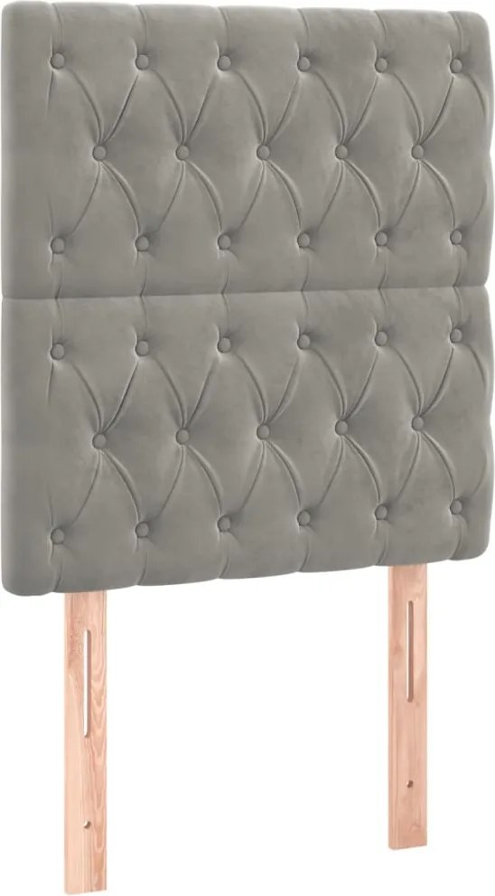Box spring postel s matrací a LED světle šedá 80 x 200 cm samet 3136269