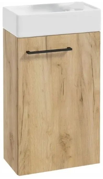 Erga Kim, závěsná WC skříňka 50x23x60 cm + keramické umyvadlo 50cm, dub řemeslný (Craft), ERG-207-D-05017+1430