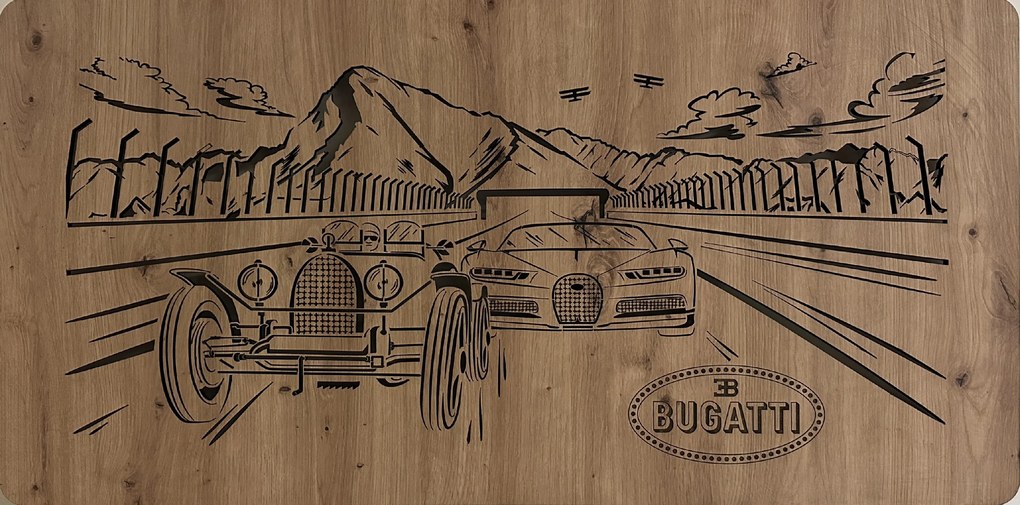Li-Go "Bugatti" světelný obraz 230V 100x50cm provedení povrchu: dub světlý