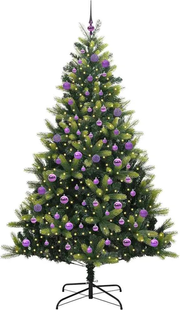 Umělý skládací vánoční stromeček 300 LED Zelená 180 cm PVC a PE 3395997