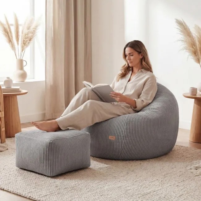 Sedací pytel s podnožkou COMFY 3.0 šedý