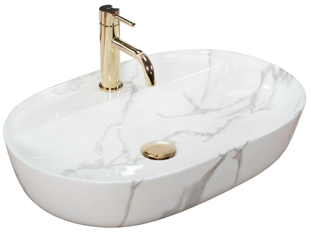 Rea Aura, umyvadlo na desku 61x41x13 cm, imitace kamene, REA-U8003