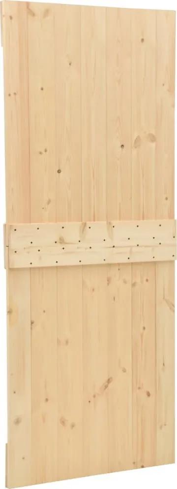 vidaXL Posuvné dveře s kováním 100 x 210 cm masivní borovice [3057598] Barva: Hnědá