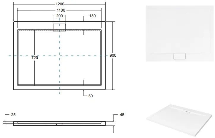 Besco Axim UltraSlim obdélníková sprchová vanička Rozměr vaničky: 100x80cm