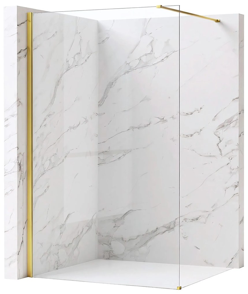 Bezrámová sprchová zástěna REA FLEXI GOLD 80 cm, zlatá lesk/transparent - bez vaničky