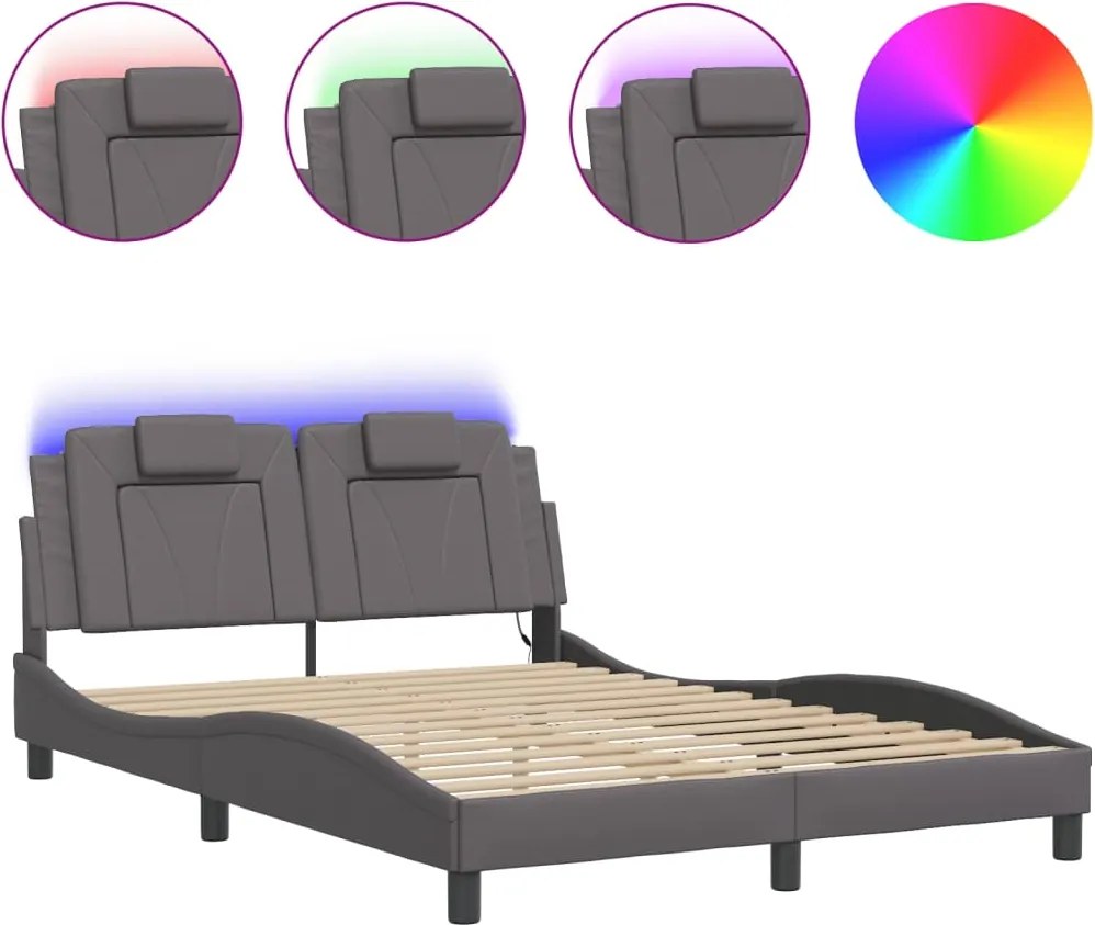 Rám postele Viana s LED bez matrace šedý 120 x 200 cm 3214011