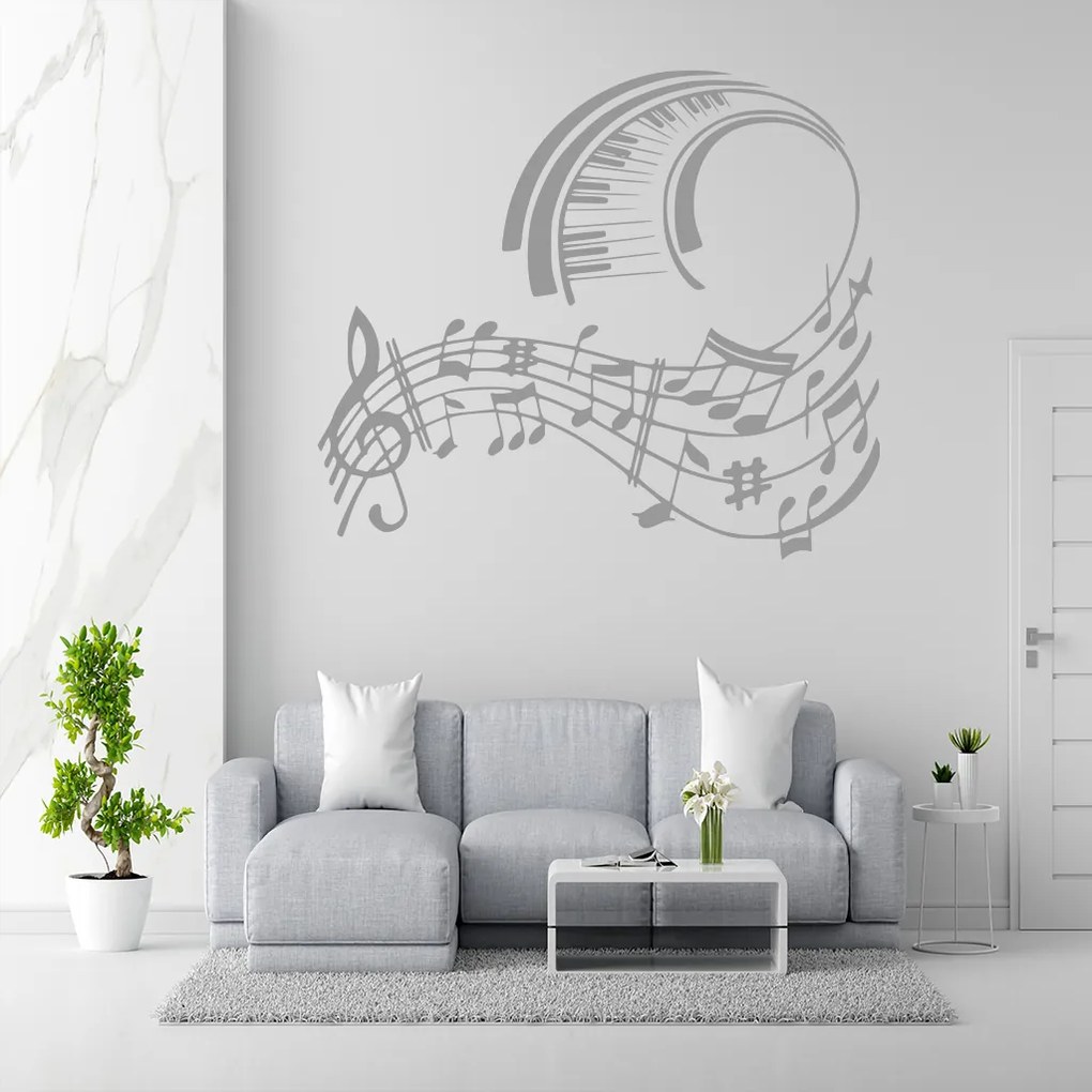 Živá Zeď Samolepka na zeď Skladba pro klavír Barva: šedá, Velikost: 100 x 86 cm