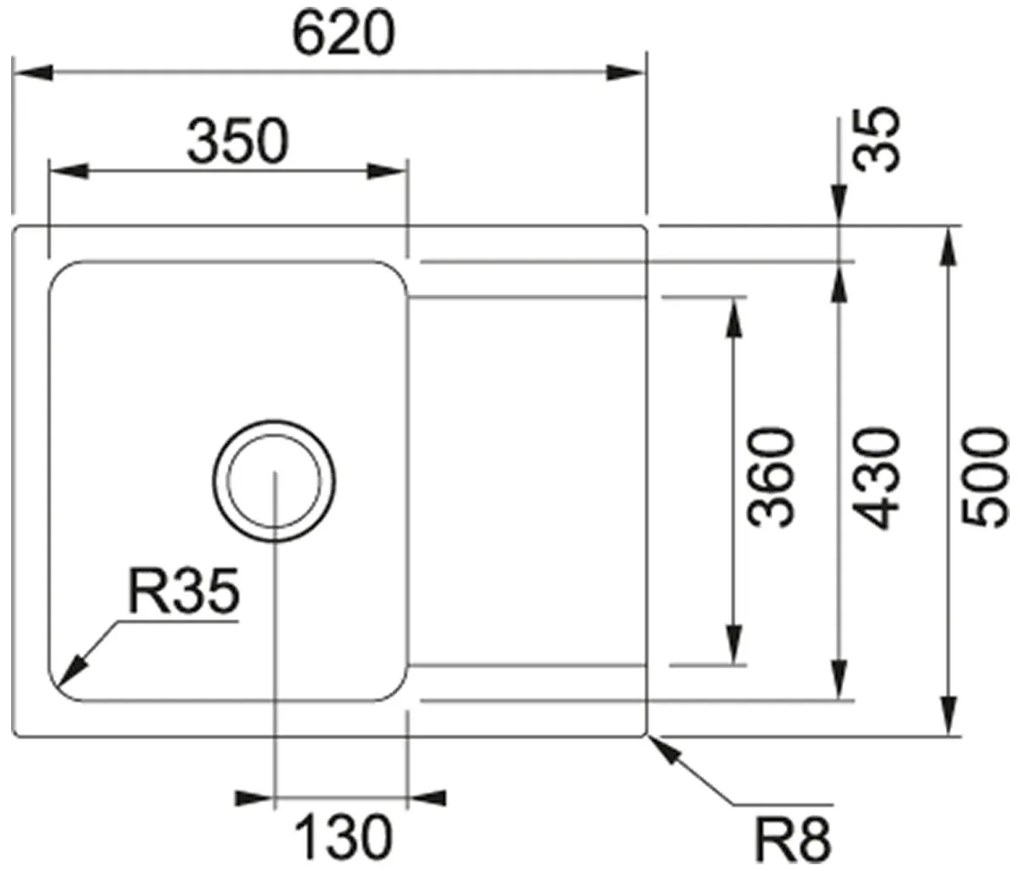 Tectonitový dřez Franke OID 611-62 Šedá