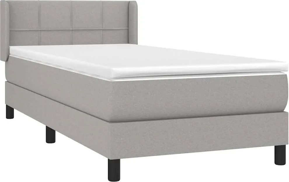 Box spring postel s matrací světle šedá 90x200 cm textil 3129681