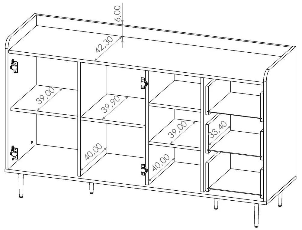 VASINA | komoda K2D3SZ | VS-01 | 150 cm | dub brandy castello