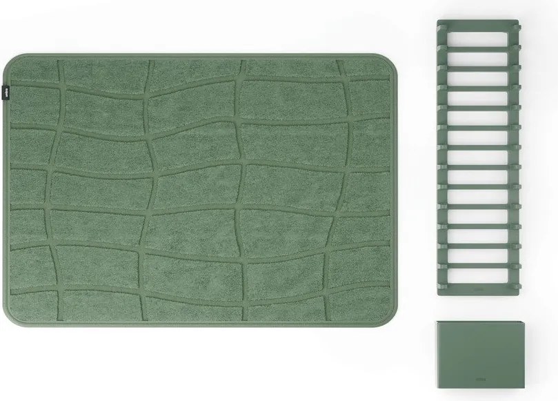 Šedozelená plastová odkapávací podložka na nádobí 61x43 cm Udry – Umbra