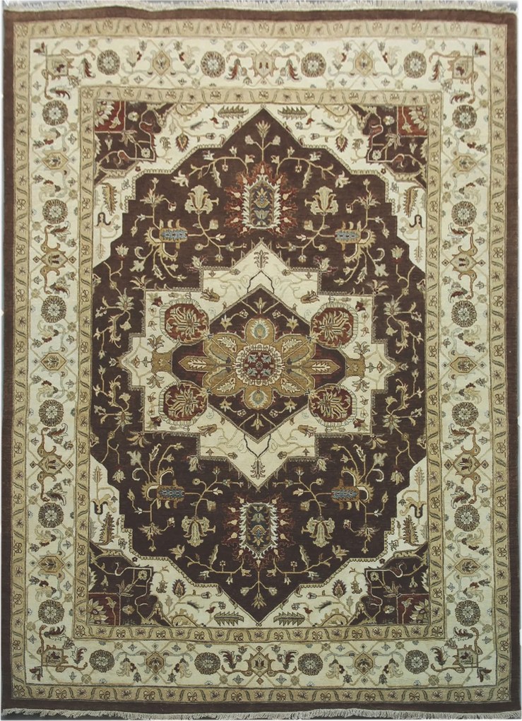 Ručne viazaný kusový koberec Diamond DC-SIRAPI Brown / ivory, 140x200, hnedá, chodba / predsieň, Diamond Carpets India