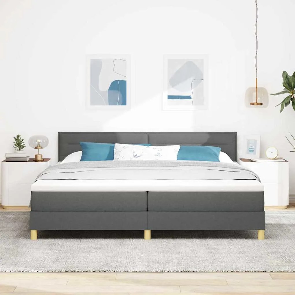 Postel s boxspringem s polštářem Tmavě šedá 200 x 200 cm textil 3338868