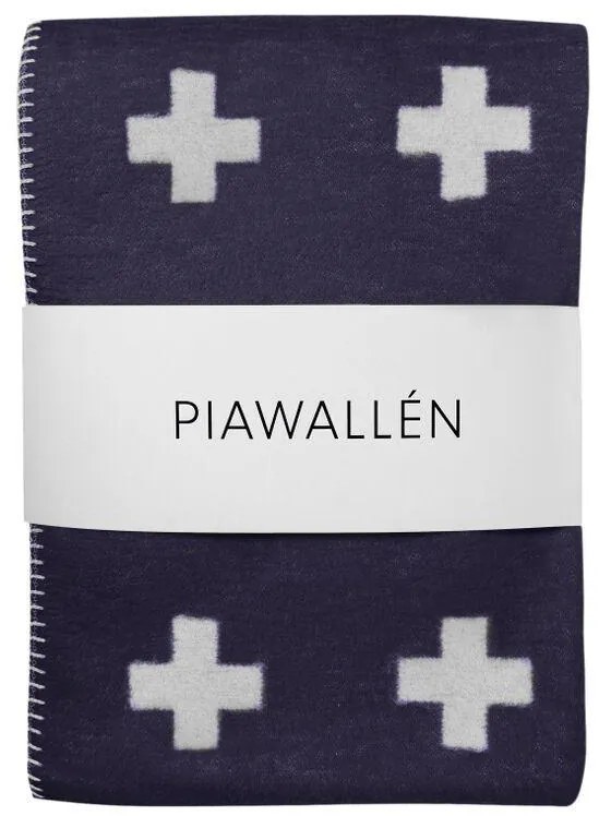 Pia Wallén Deka Cross Blanket Navy 150x250, modrá barva, textil