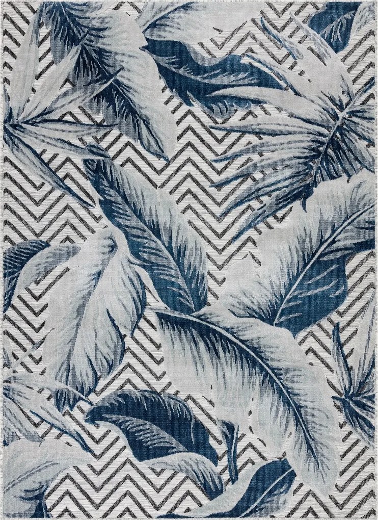 Kusový koberec Botanic 65242 Feathers grey – na von aj na doma, 196x290, modrá, chodba / predsieň, Dywany Łuszczów