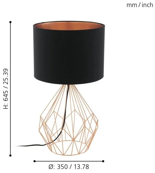 Eglo 95185 - Stolní lampa PEDREGAL 1xE27/60W/230V